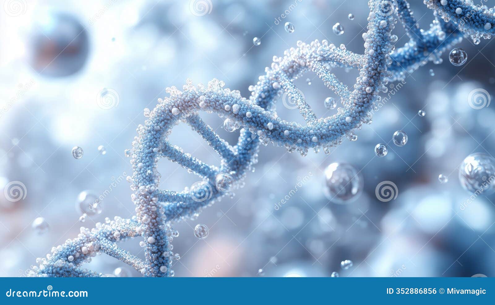 Dynamic DNA Molecule Visualization with Blue Particles and Structures ...