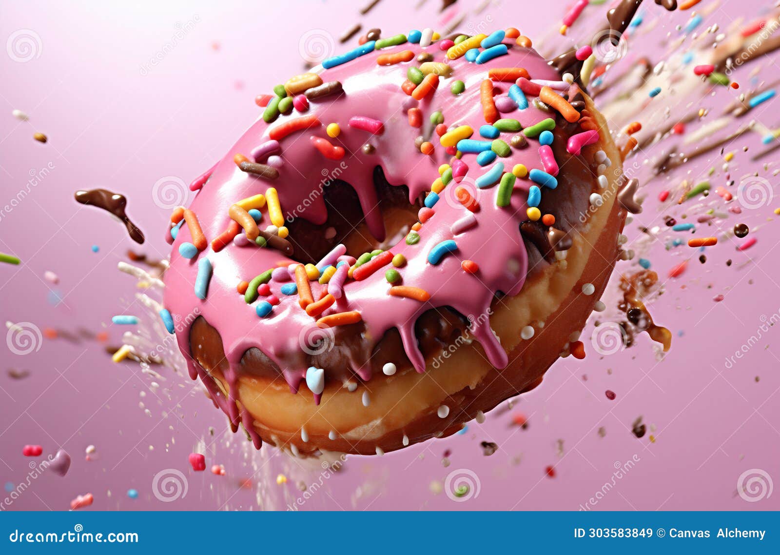 Dynamic Donut with Sprinkles Cascade Stock Image - Image of explosion ...