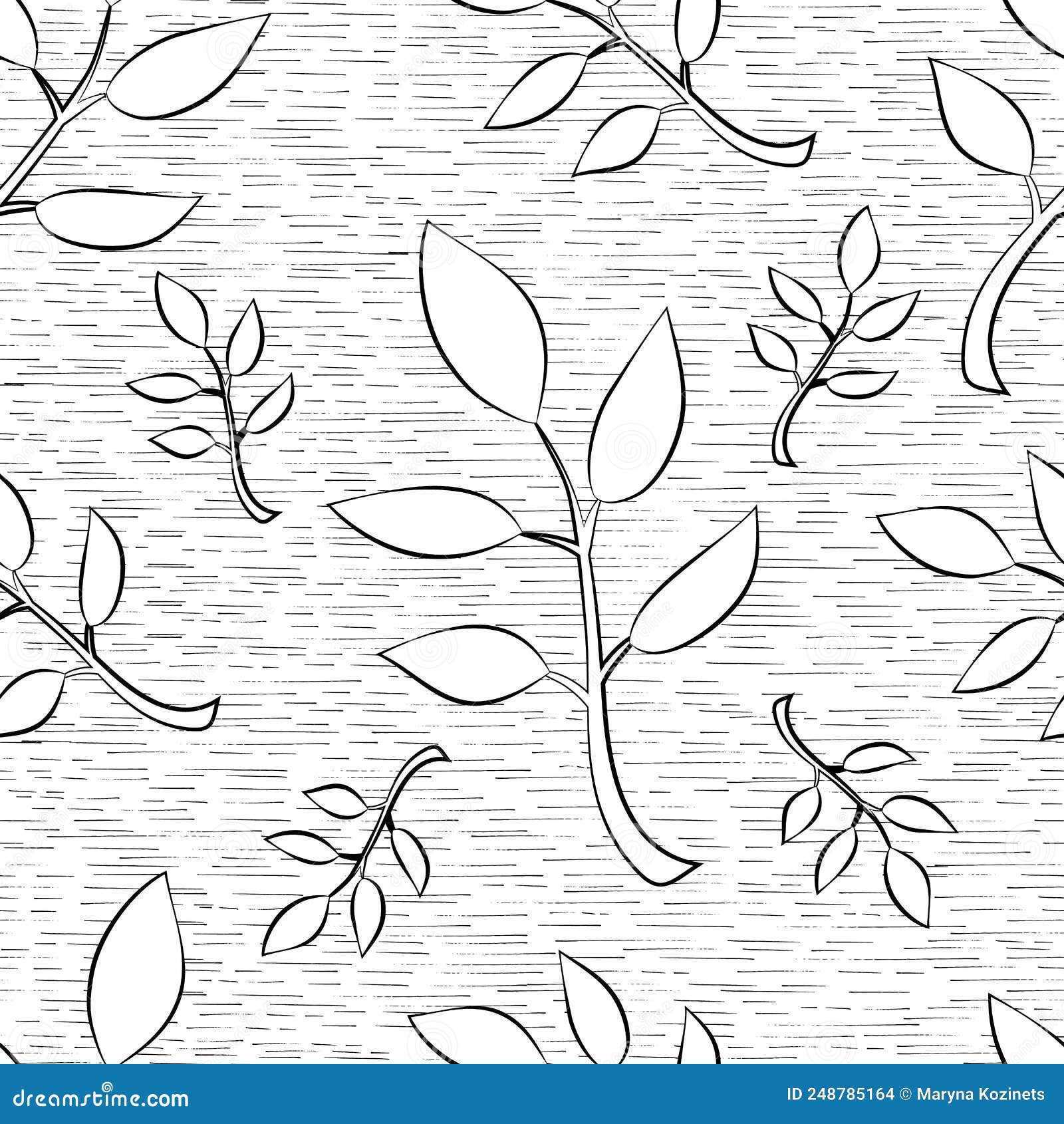 Dynamic Doodle Line Pattern with Leaf Stock Vector - Illustration of ...