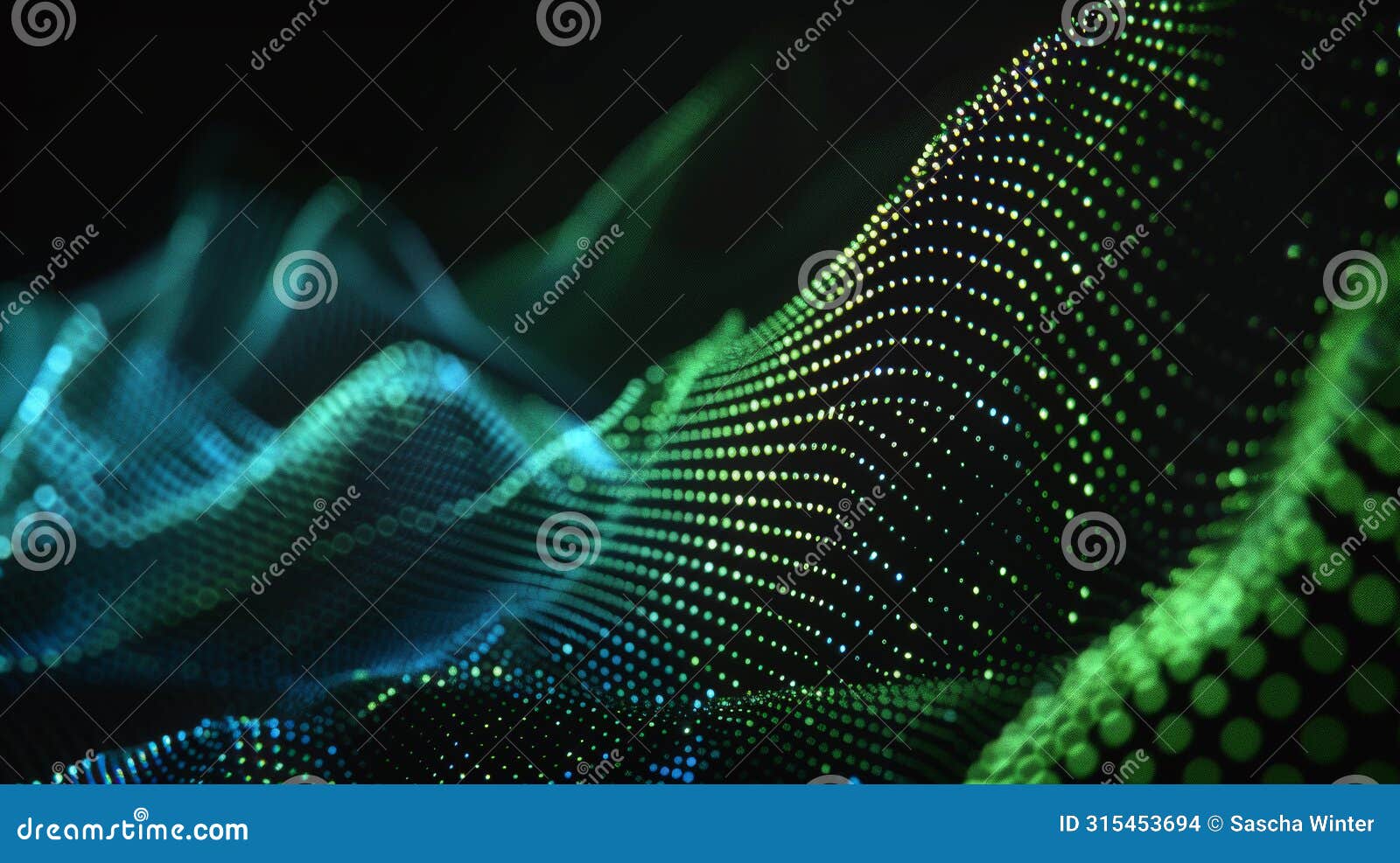 Dynamic Dot Flow: 3D Sinus Curve in Blue & Green Stock Photo - Image of ...