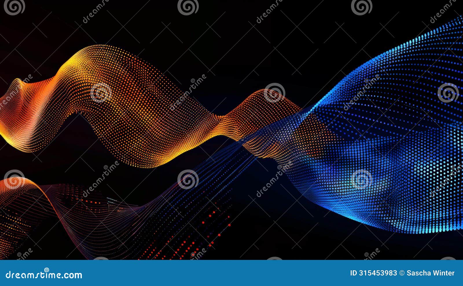 Dynamic Dot Symphony: Sinus Wave in Blue & Orange Stock Image - Image ...
