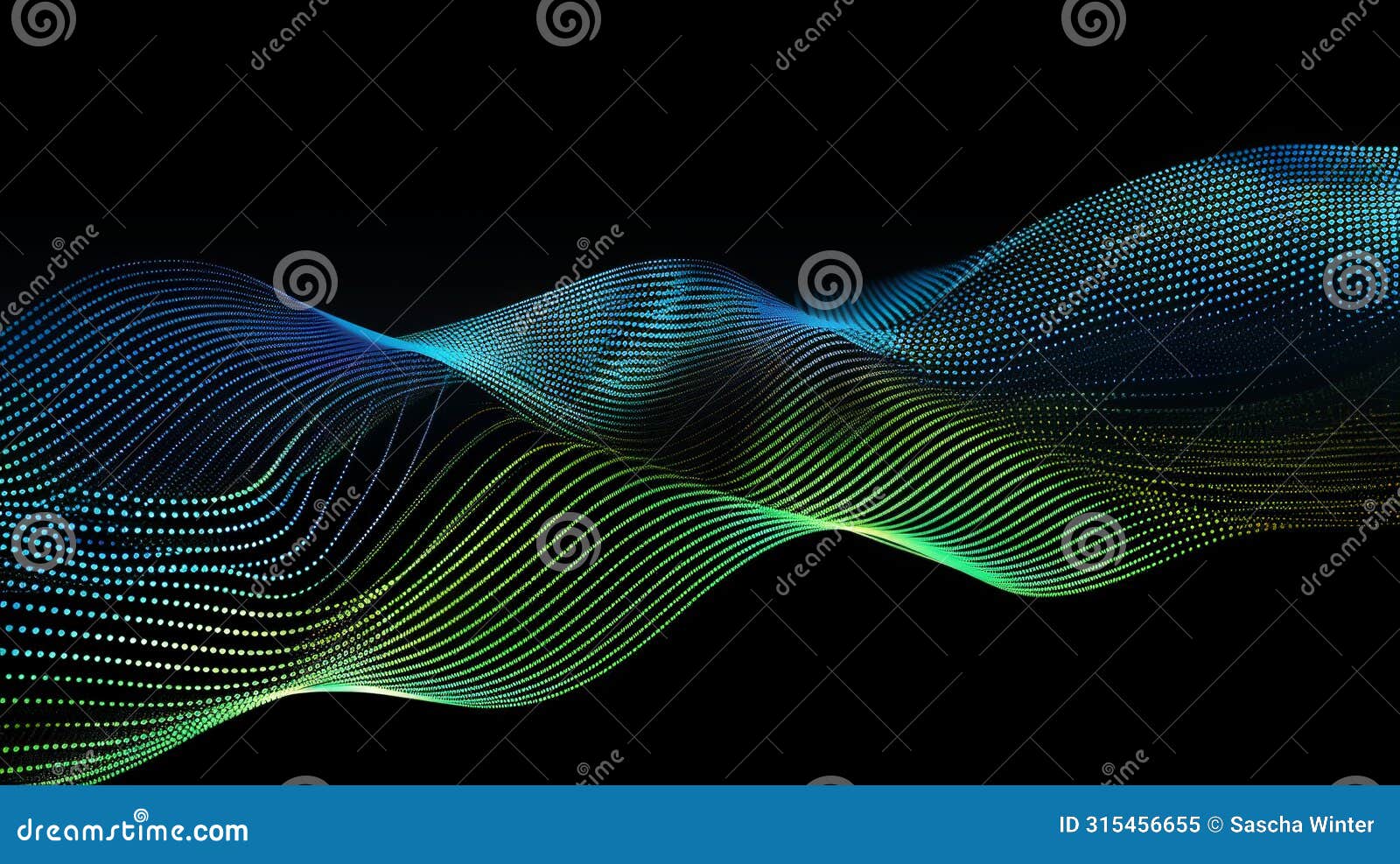 Dynamic Dot Wave: 3D Curves in Blue & Green Gradient Light Stock Image ...