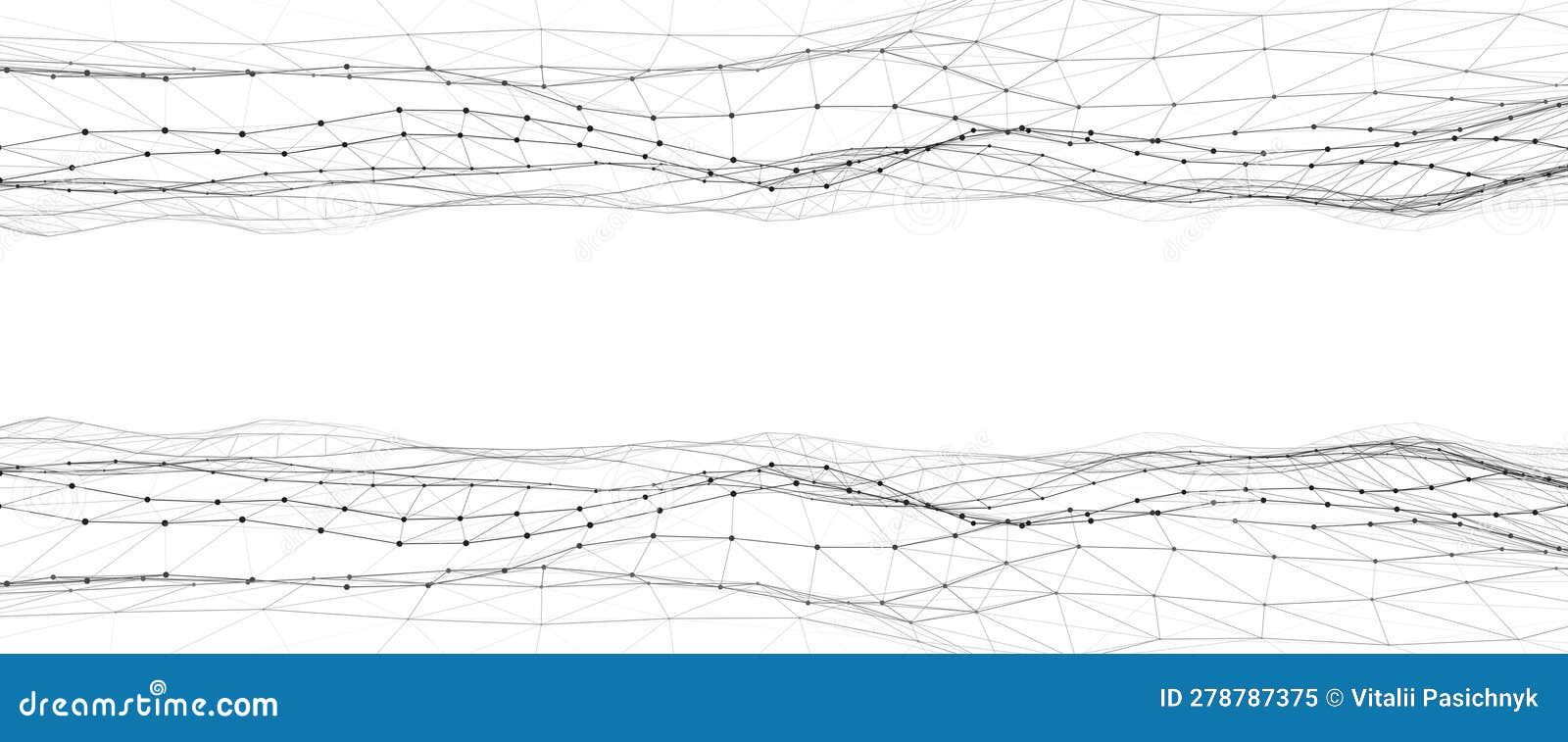 Dynamic Double Wave with Connected Dots and Lines on a White Background ...