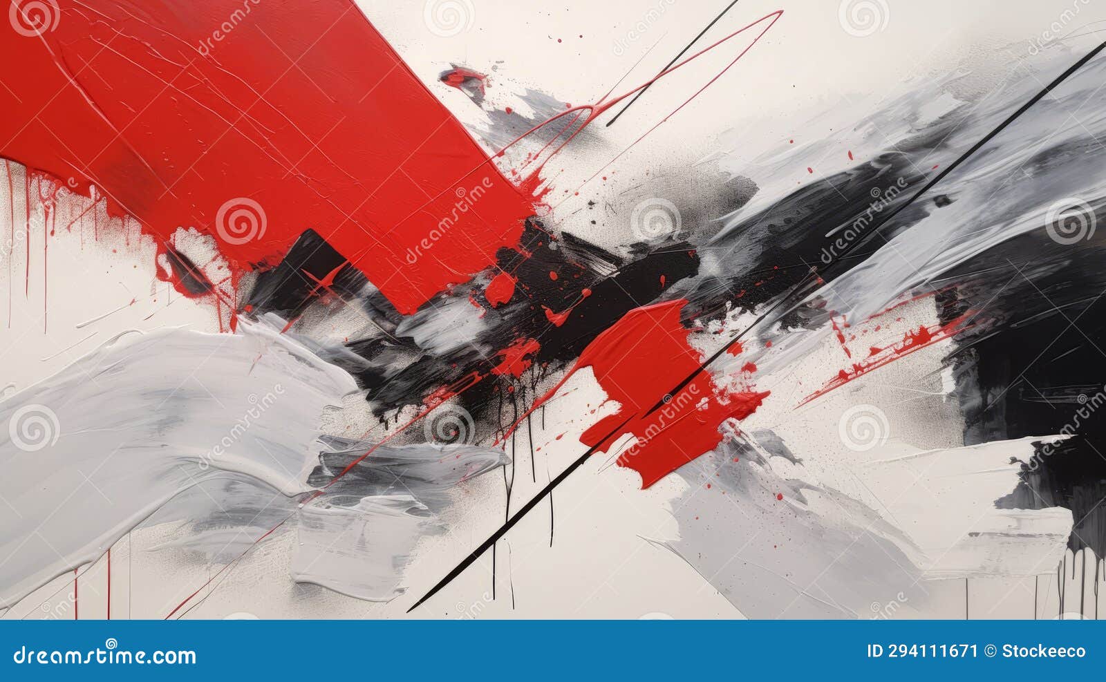 Dynamic and Dramatic Abstract Environmental Art with Black, Red, and ...