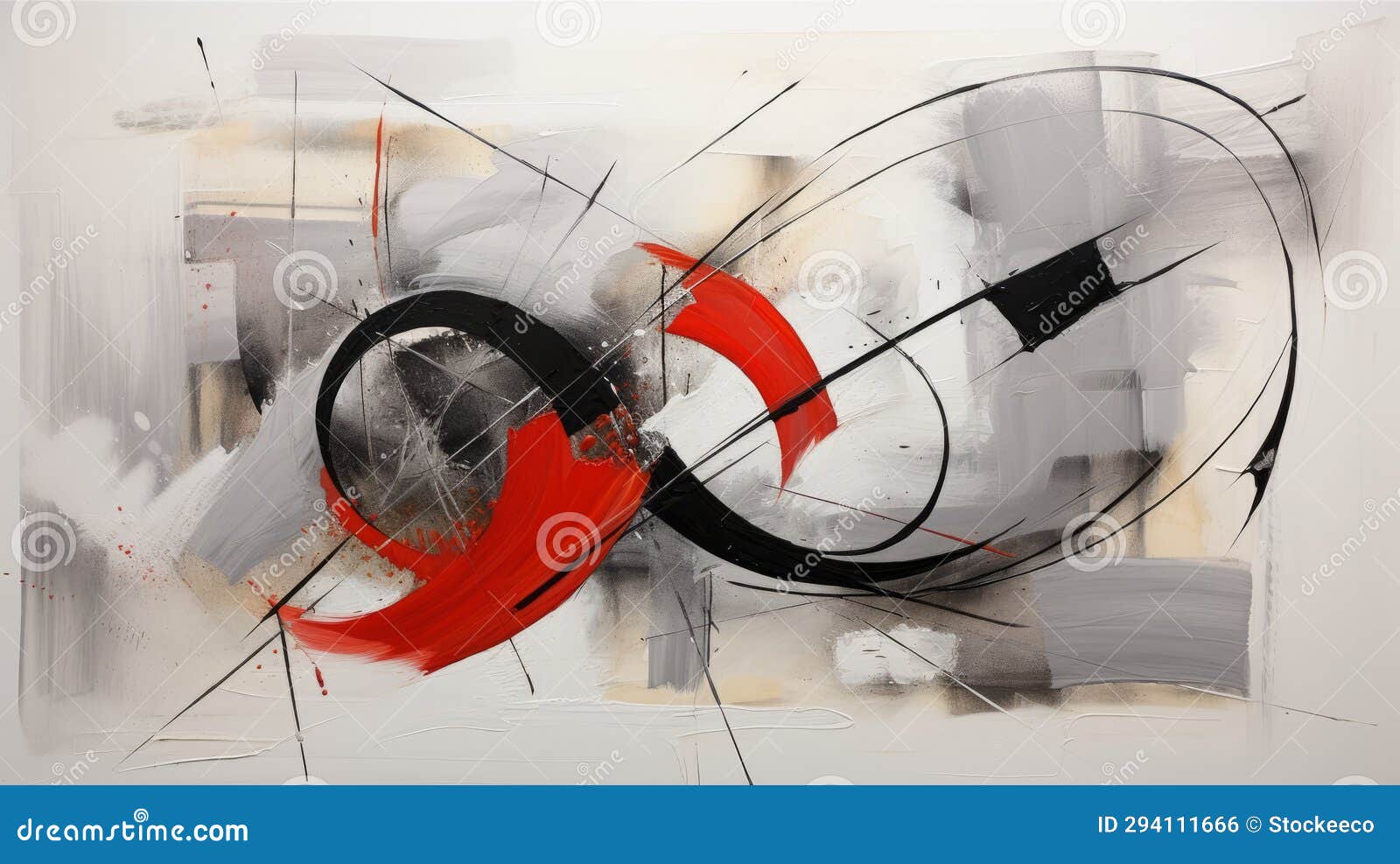 Dynamic and Dramatic Abstract Painting in Black and Red Stock ...