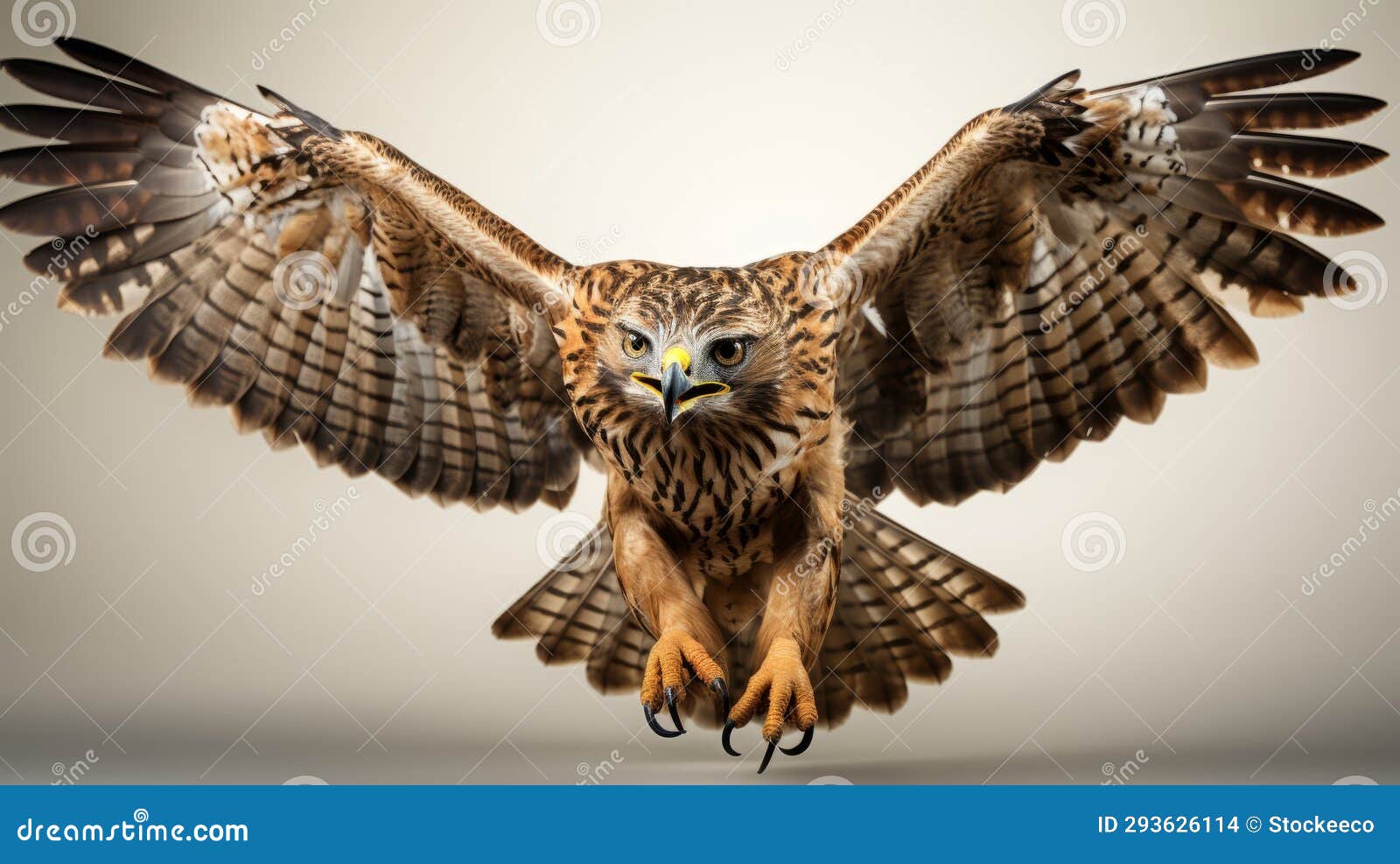 Dynamic and Dramatic 3d Rendering of a Flying Hawk Stock Illustration ...