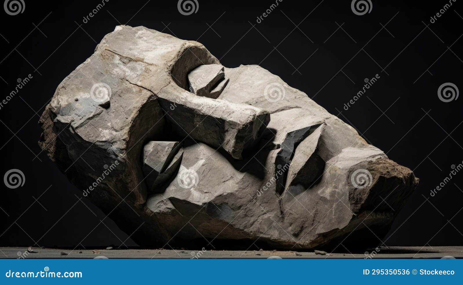 Dynamic and Dramatic Stone Sculpture with Industrial Fragments Stock ...