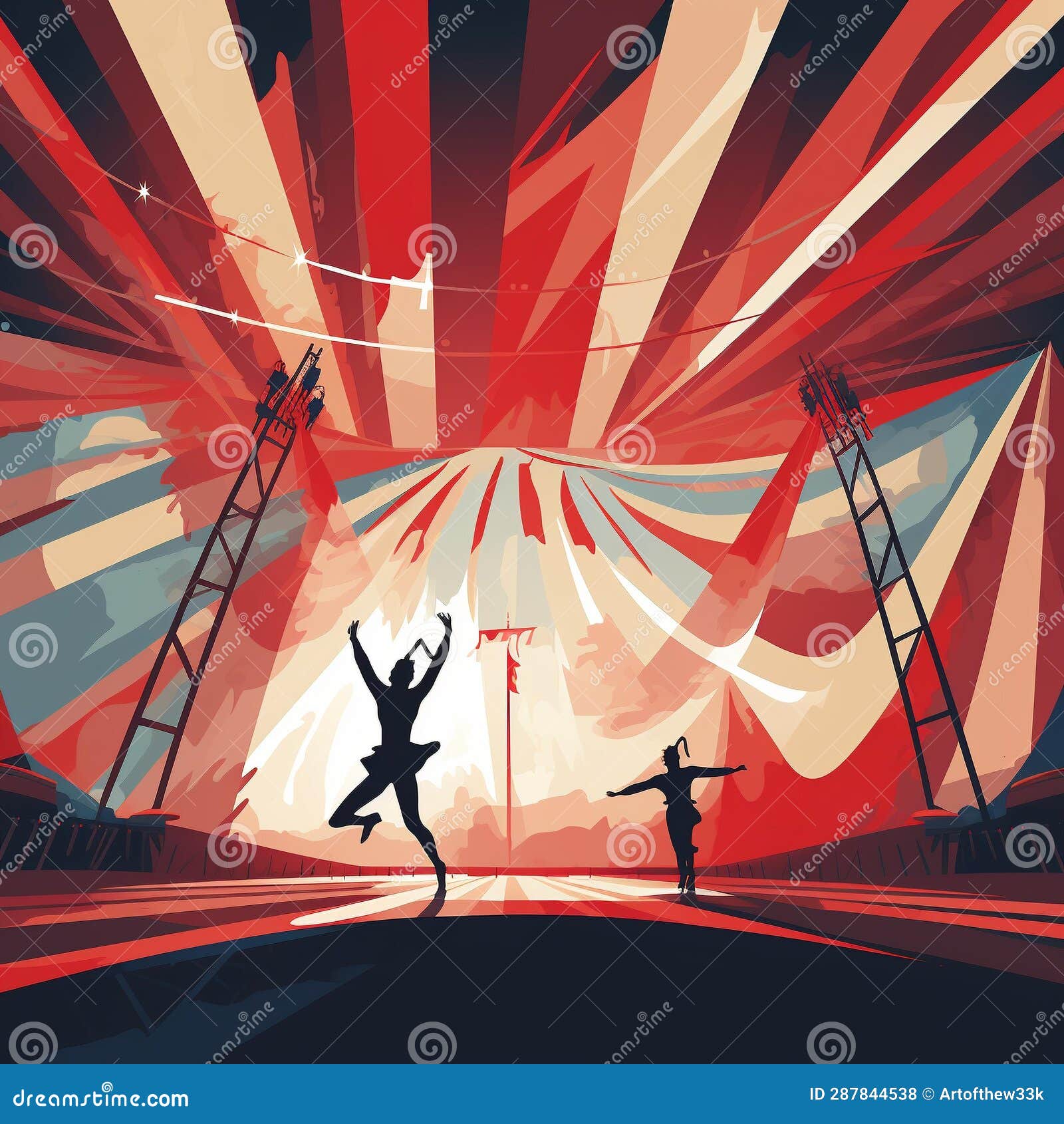 Dynamic Duel: Mesmerizing Acrobats Soaring in Circus Splendor Stock ...