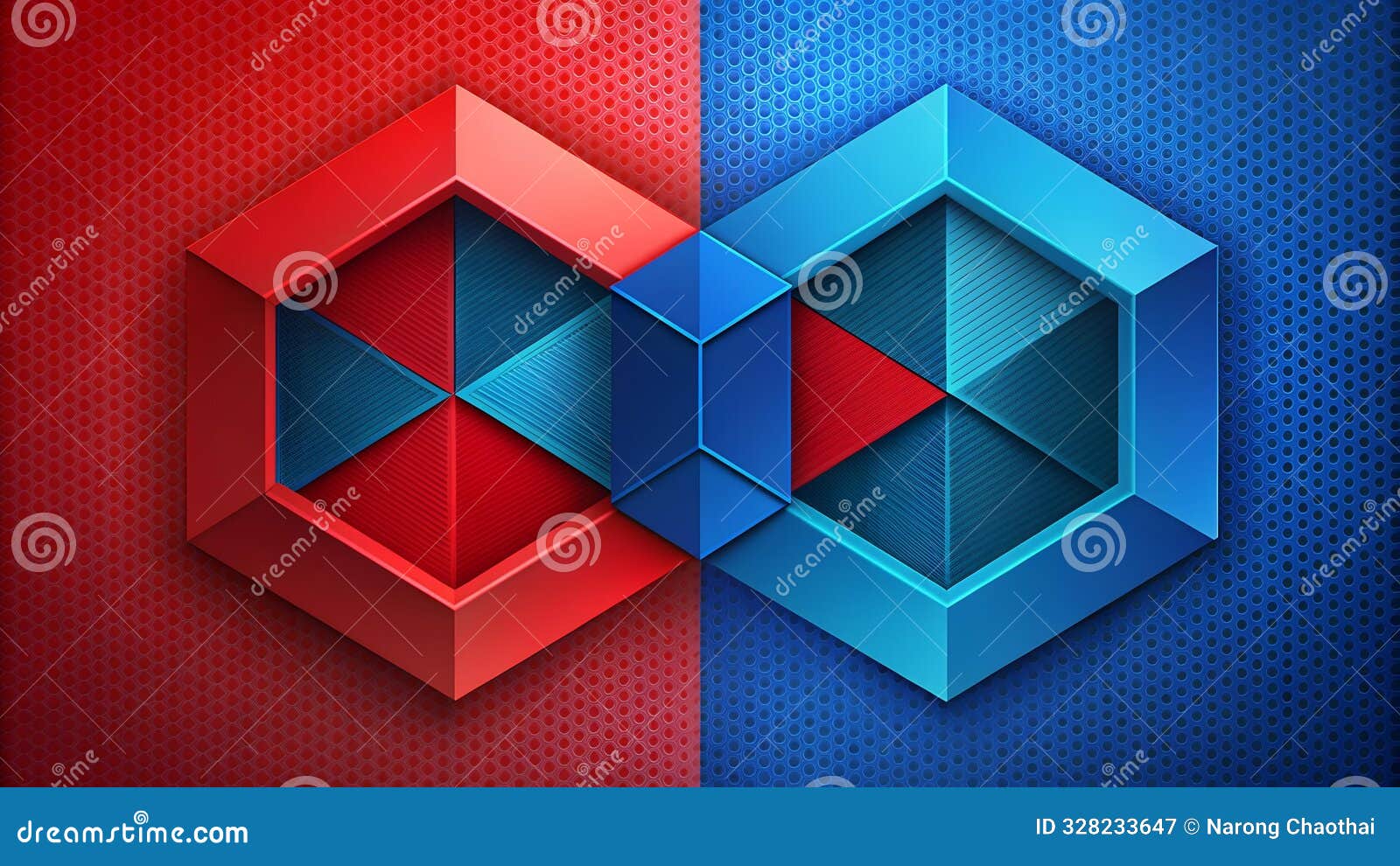 Dynamic Duo: Red and Blue Retro Geometric Wallpaper Generative AI Stock ...