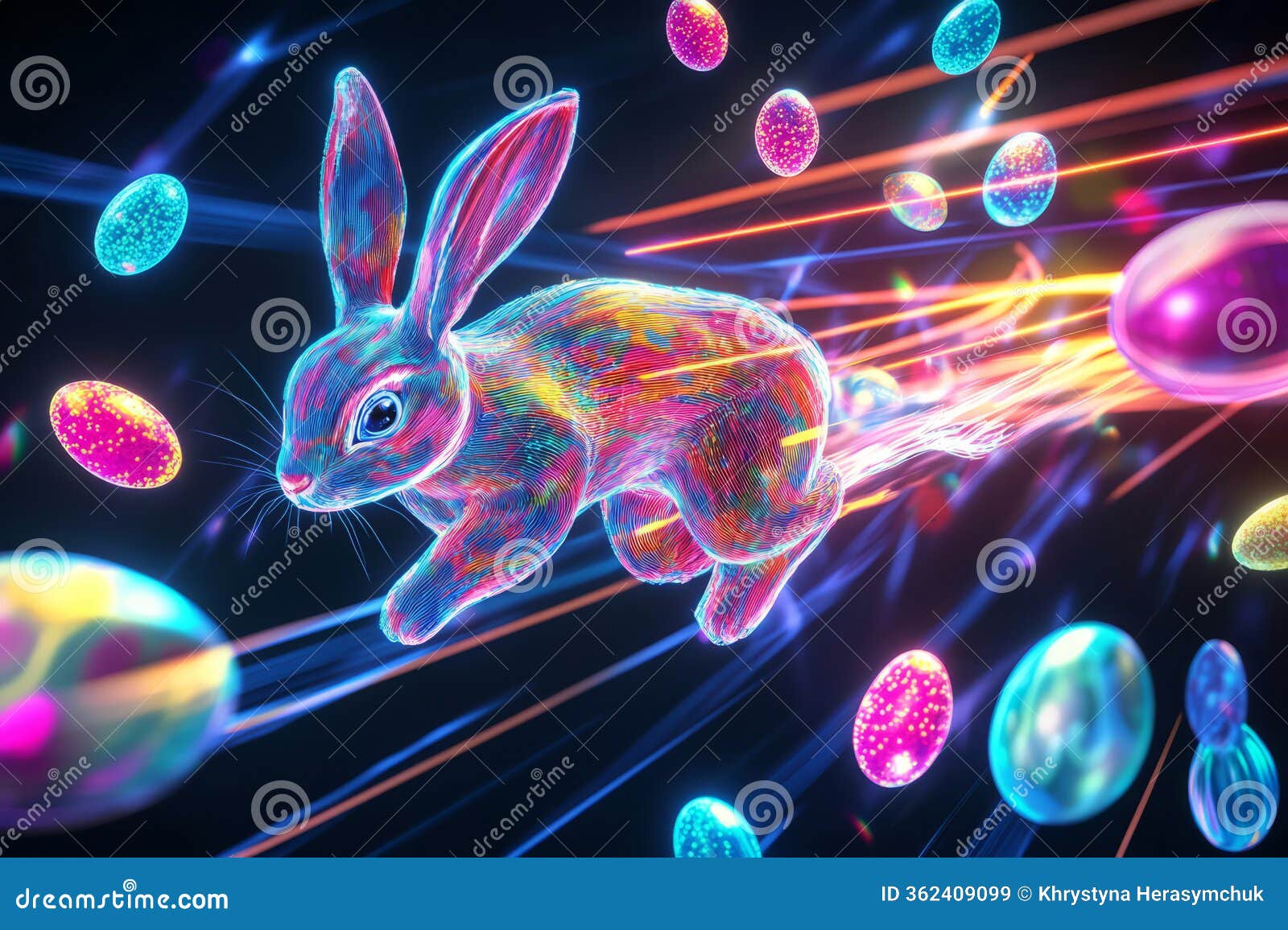 A Dynamic Easter Bunny with Speed Lines, As it Zooms through the Air ...