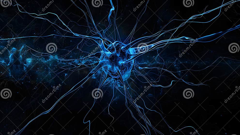 Dynamic Electric Blue Neural Network Pattern on a Dark Background ...