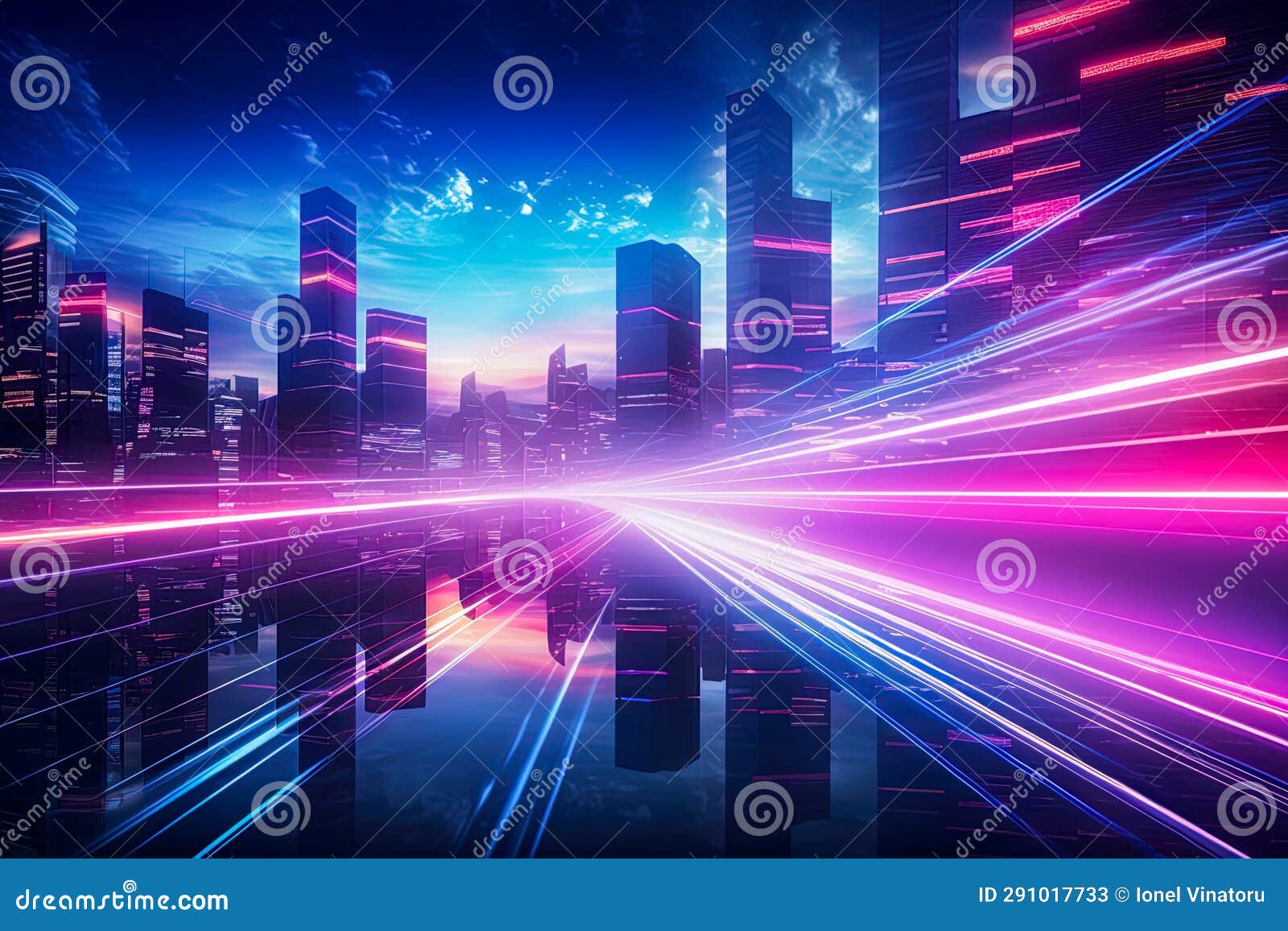 Dynamic and Electrifying Scene Futuristic in a Neon Color Palette Stock ...