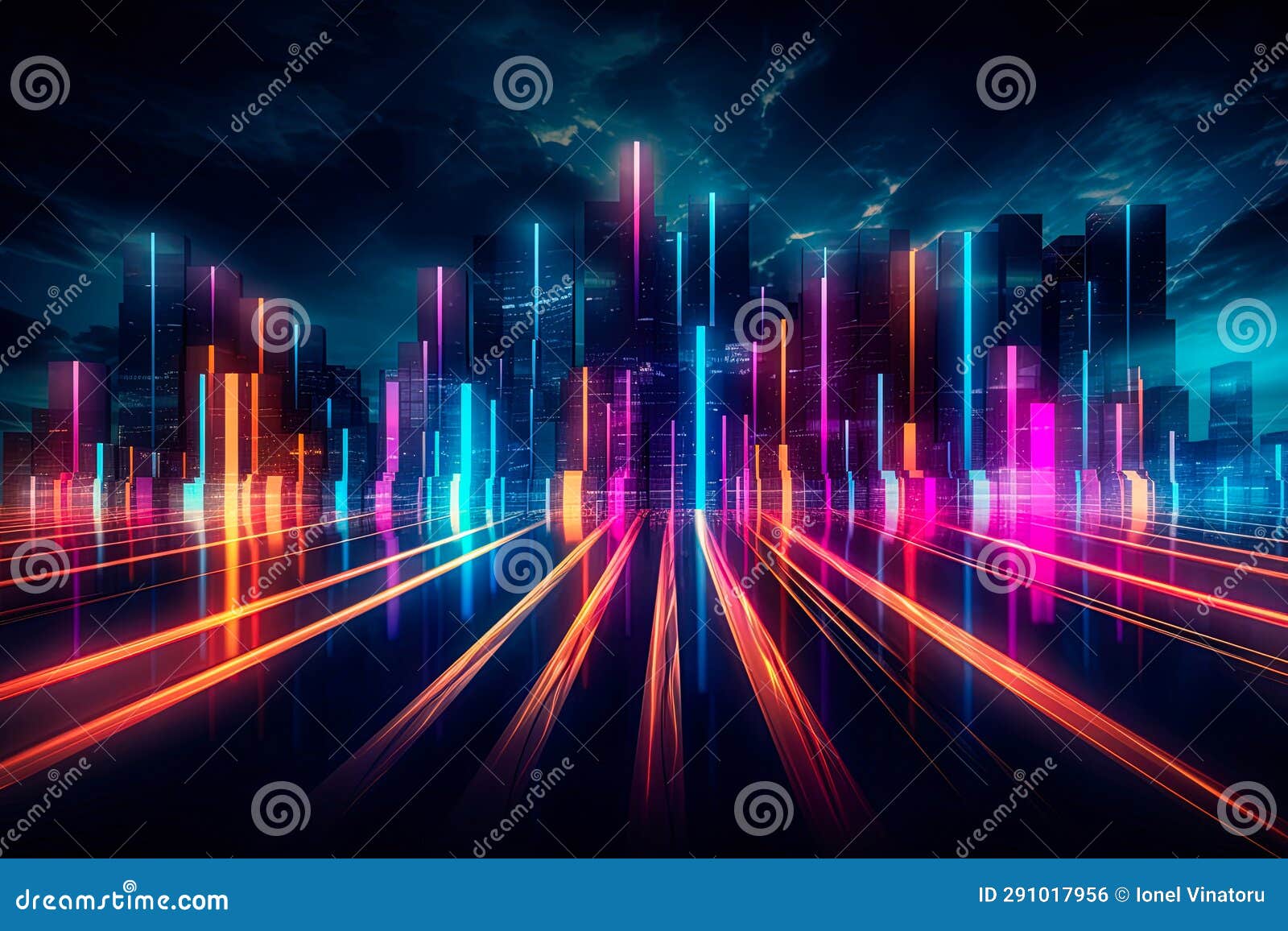 Dynamic And Electrifying Scene Futuristic In A Neon Color Palette ...