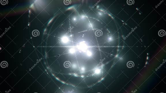 Model of Dynamic Energetic Atomic Nucleus and Electrons Green Silver ...