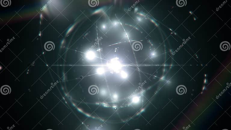 Model of Dynamic Energetic Atomic Nucleus and Electrons Green Silver ...
