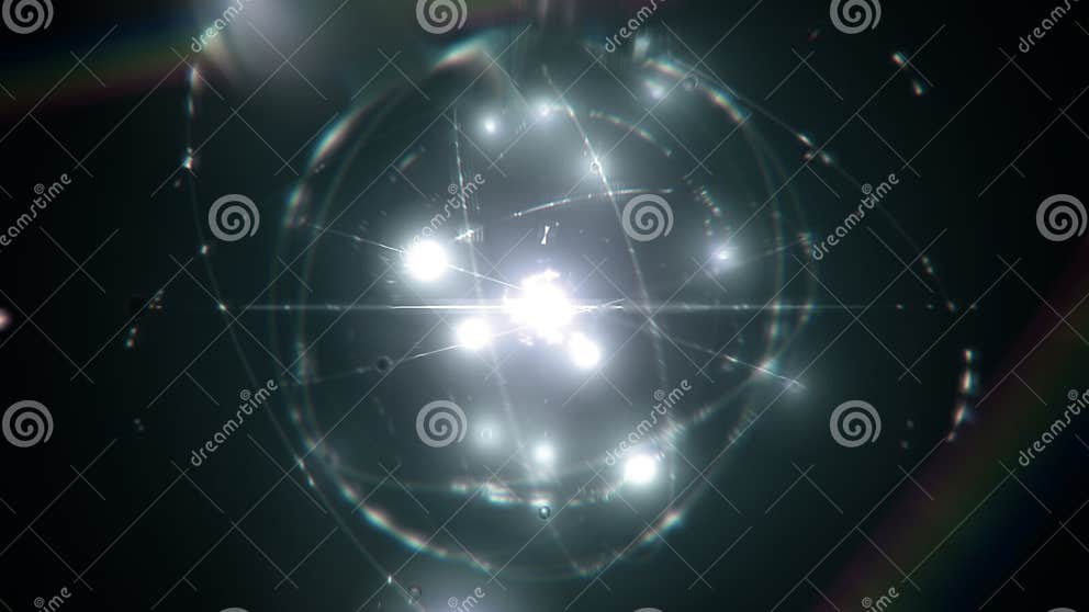 Model of Dynamic Energetic Atomic Nucleus and Electrons Green Silver ...
