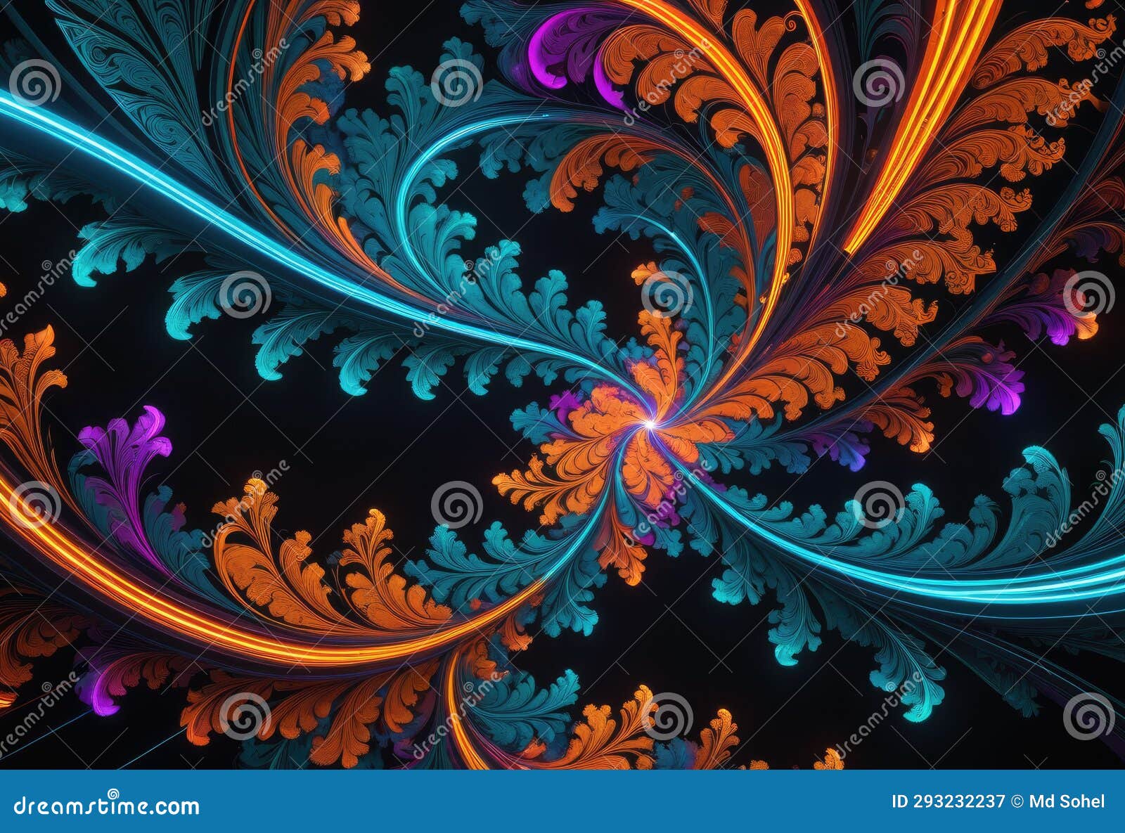 A Dynamic and Energetic Pattern of Neon Fractals that Create a Sense of ...