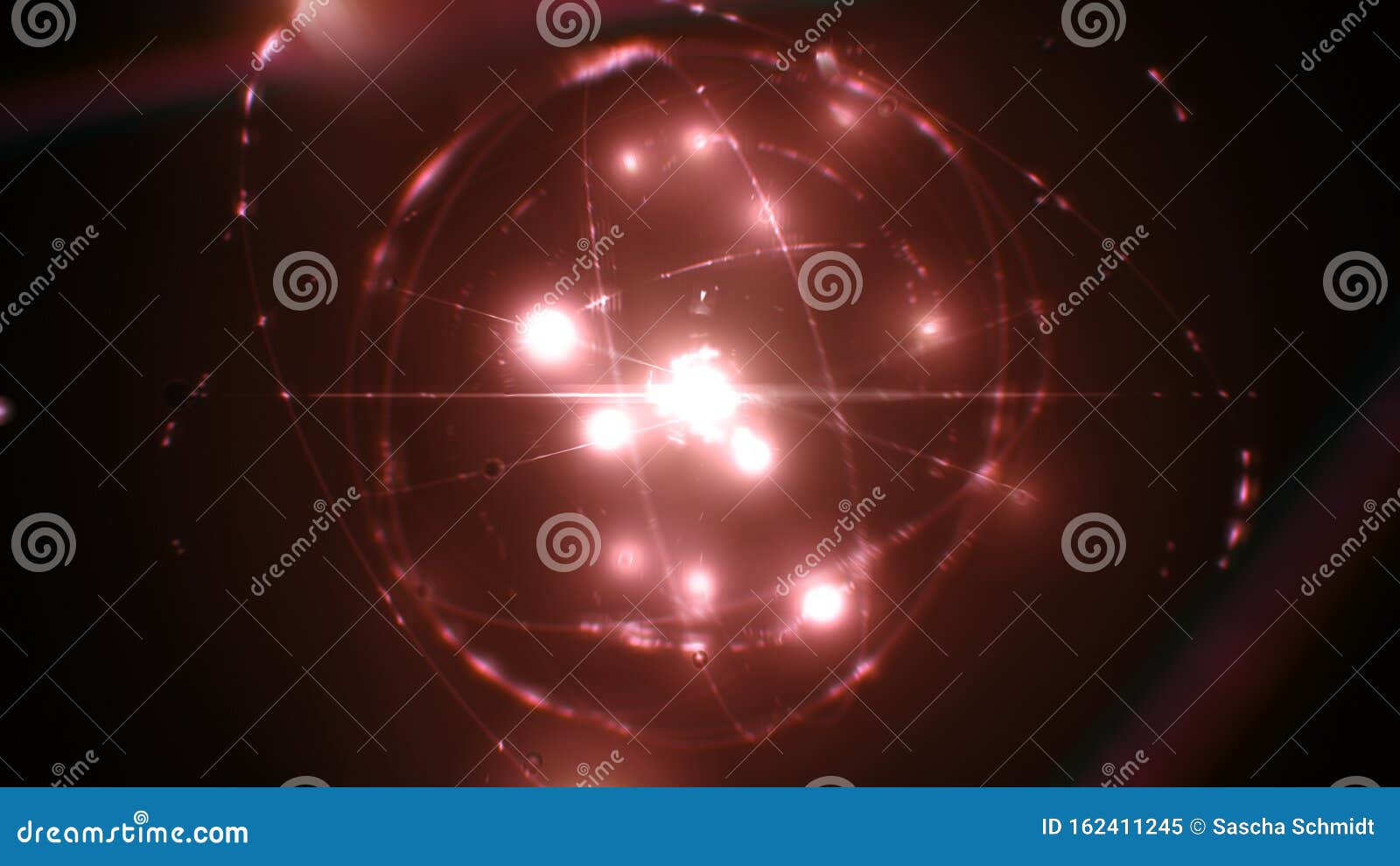 Model of Dynamic Energetic Atomic Nucleus and Electrons Red Stock ...