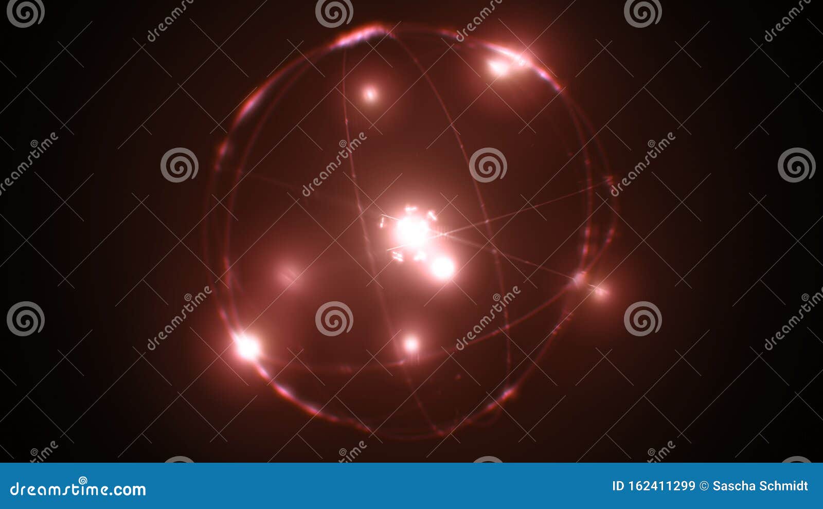 Model of Dynamic Energetic Atomic Nucleus and Electrons Red Stock ...
