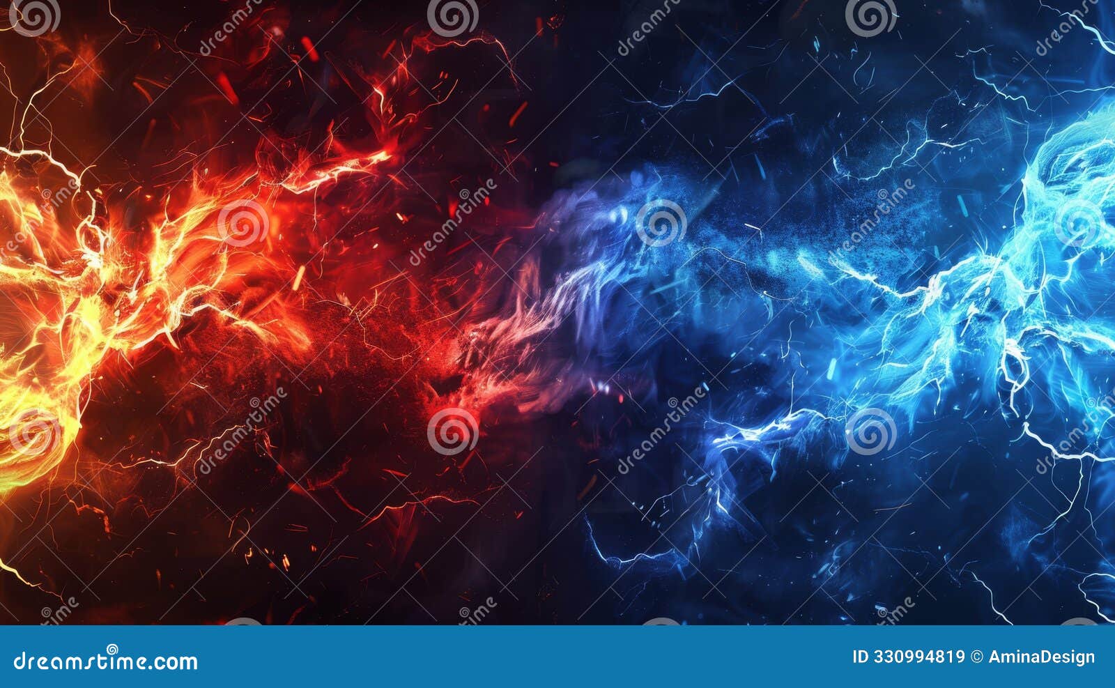 Dynamic Energy Clash an Epic Fusion of Fire and Ice in a Colorful and ...