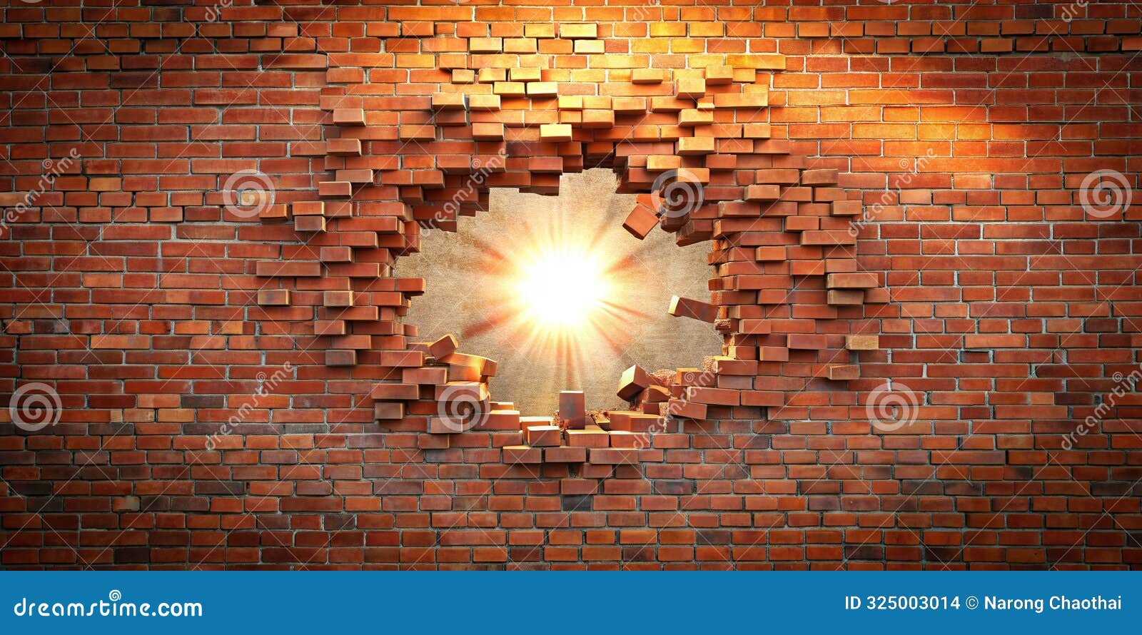 Dynamic Explosion Amidst Red Bricks Wall Broken Hole Background AI ...
