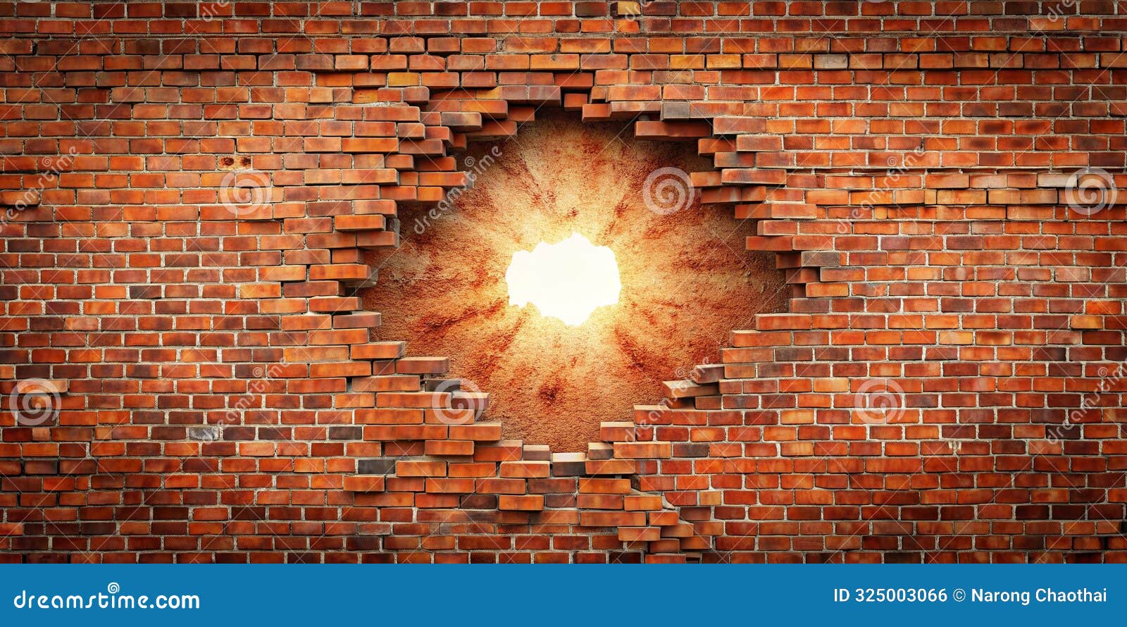 Dynamic Explosion Amidst Red Bricks Wall Broken Hole Background AI ...