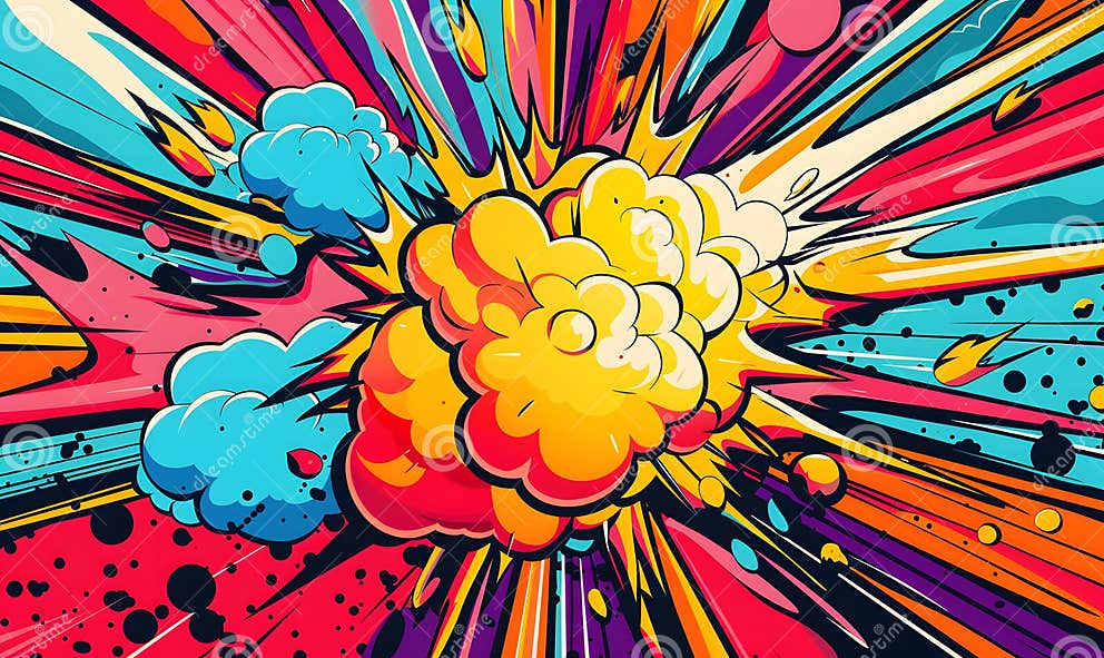 Explosive Comic Style Background with Burst of Colors Stock Photo ...