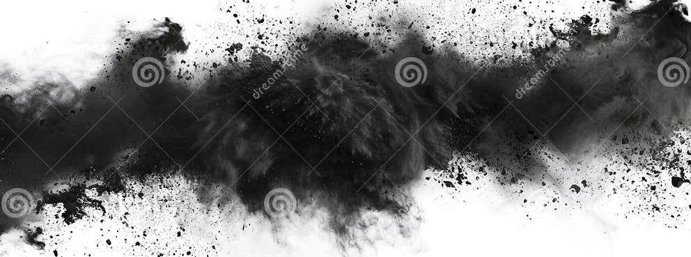 Explosive Burst of Charcoal Powder on White Background. Stock Image ...