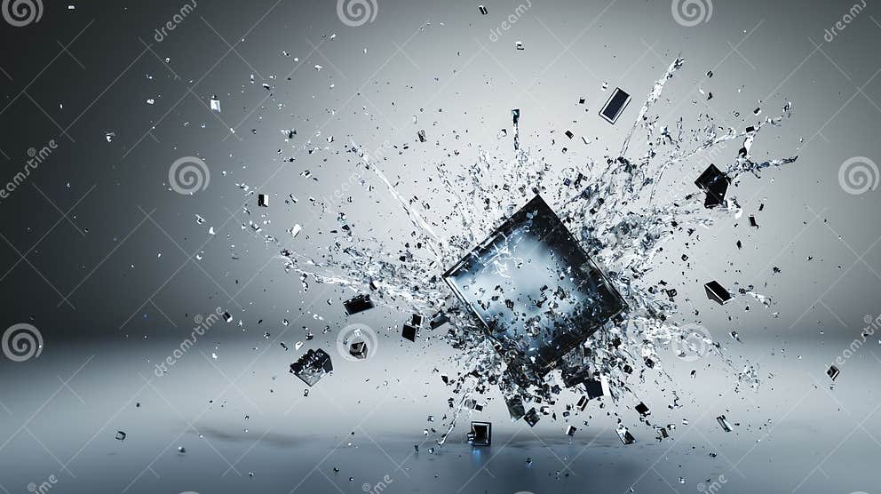 Dynamic Explosion of a Breaking Cube Studio Setting 3d Artwork ...