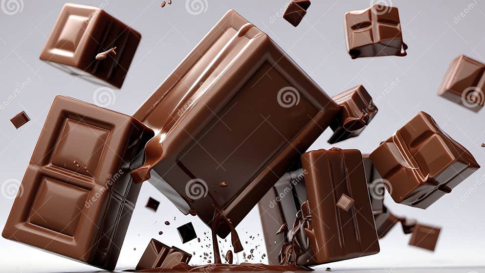 Dynamic Explosion of Chocolate Bars with Melting Chunks and Splashes ...