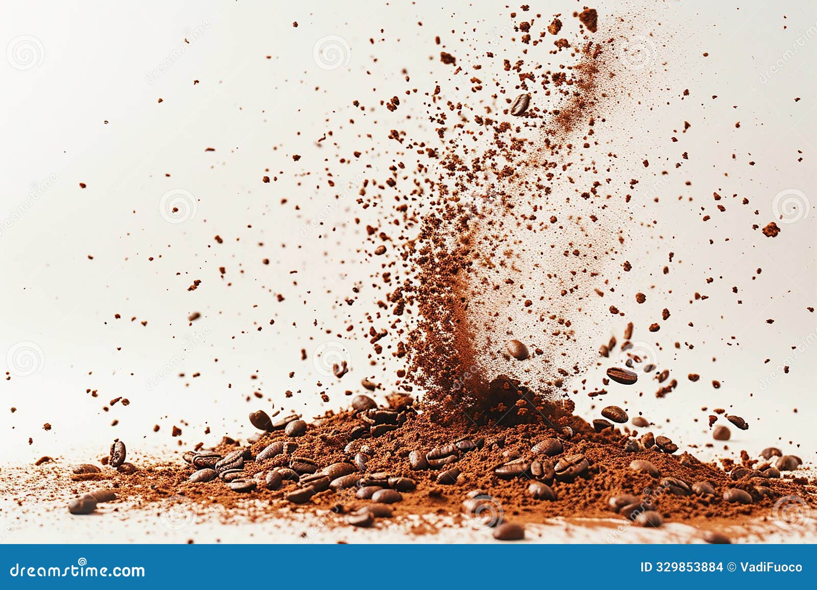 Dynamic Explosion of Coffee Beans, White Background Stock Illustration ...
