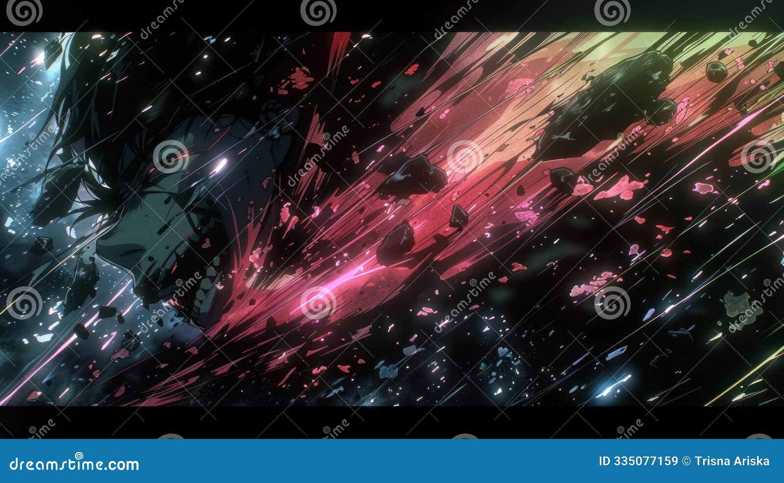 A Dynamic Explosion of Color and Energy, Featuring a Fierce Character ...