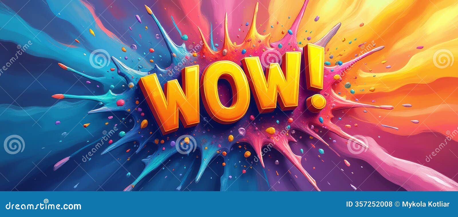 Dynamic Explosion of Color with the Word WOW in Bold Letters Stock ...