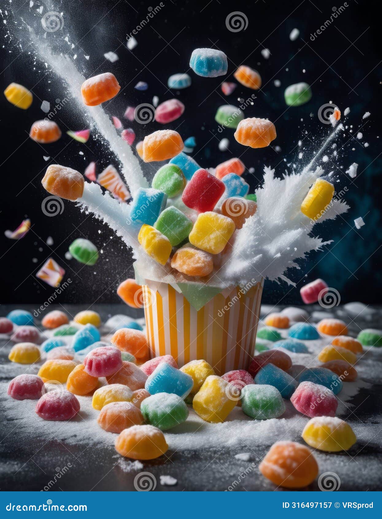 Dynamic Explosion of Colorful Candies Stock Image - Image of generated ...