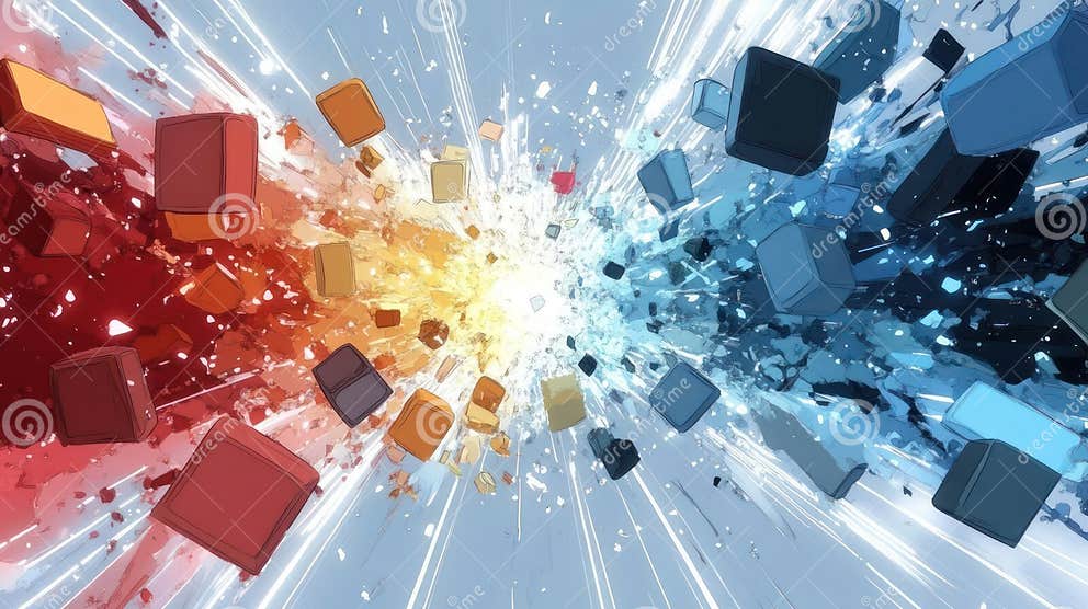 A Dynamic Explosion of Colorful Cubes Radiating Outward, Creating a ...