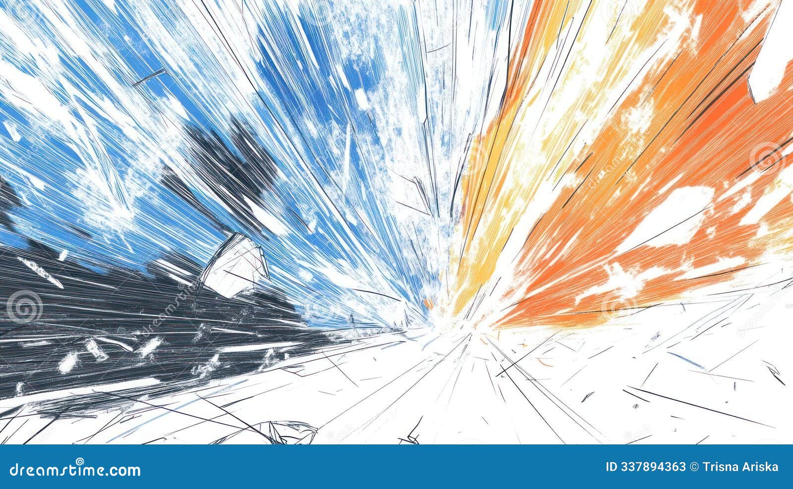 A Dynamic Explosion of Colors and Lines, Depicting a Clash of Elements ...