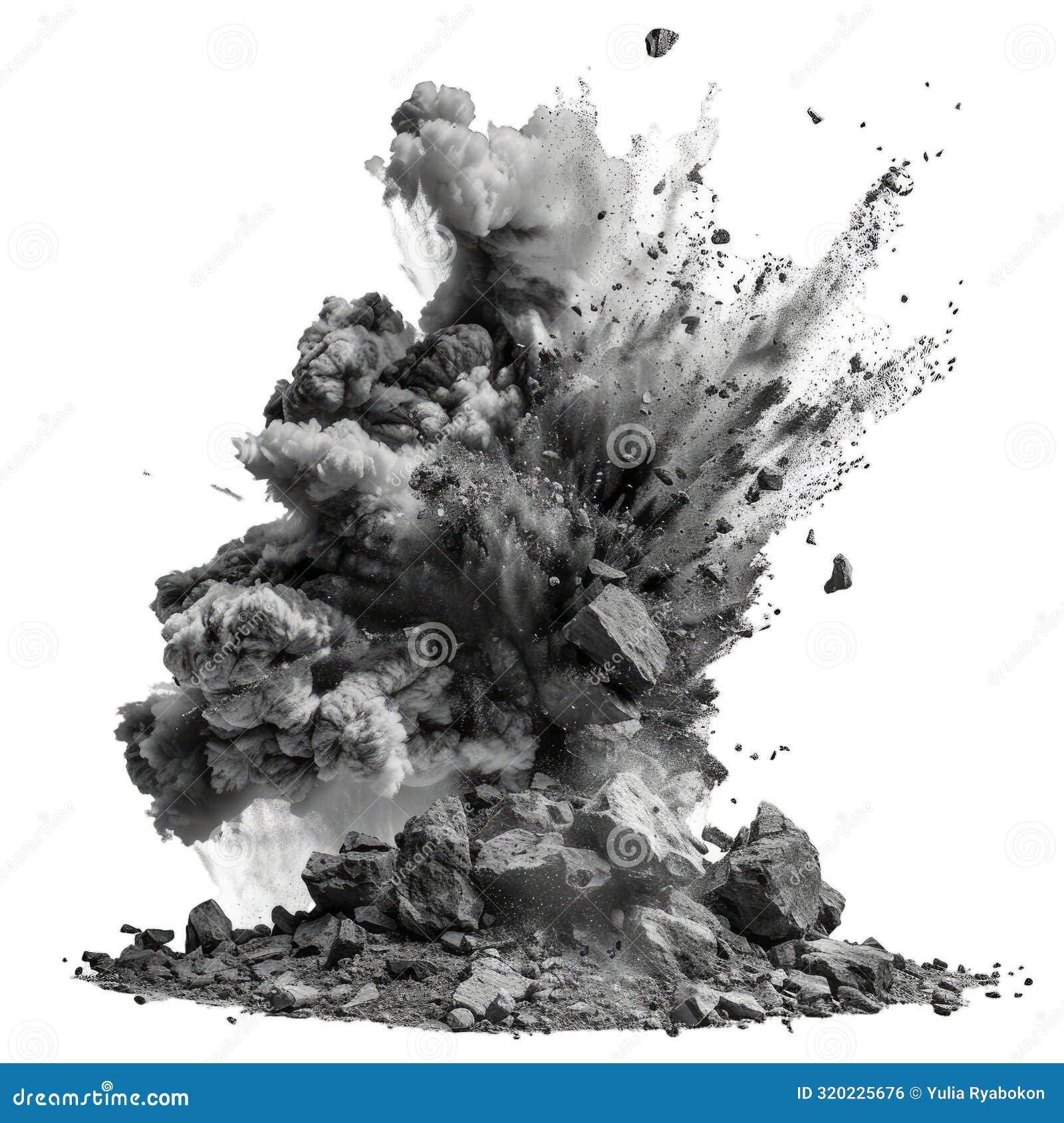Dynamic Explosion with Debris on Transparent Background Stock Photo ...