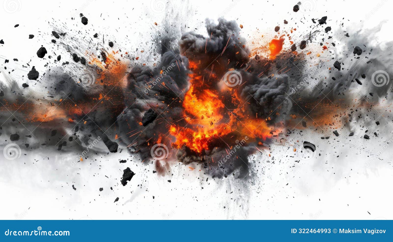 Dynamic Explosion with Fiery Burst and Debris - Generative AI Stock ...