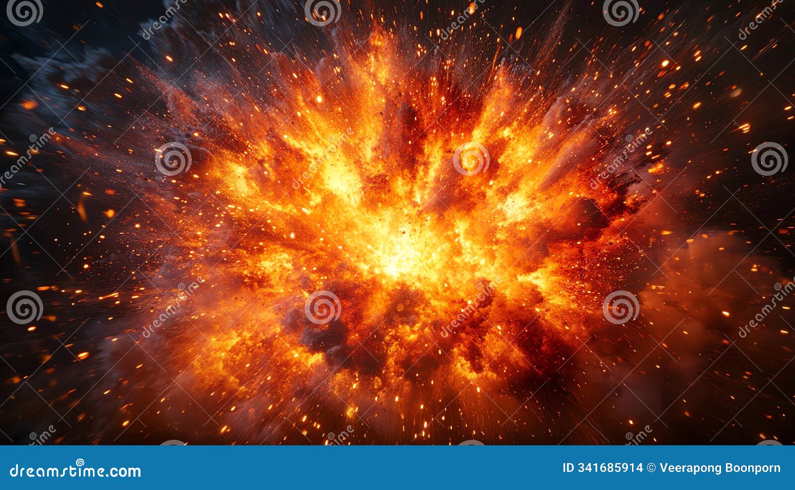 Dynamic Explosion with Fiery Sparks, Dramatic Visual Effect, High ...