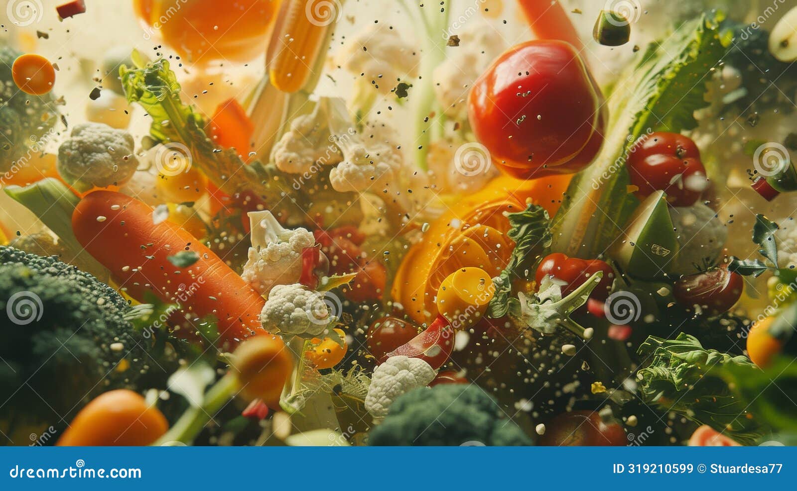 Dynamic Explosion of Fresh Vegetables and Fruits Stock Image - Image of ...