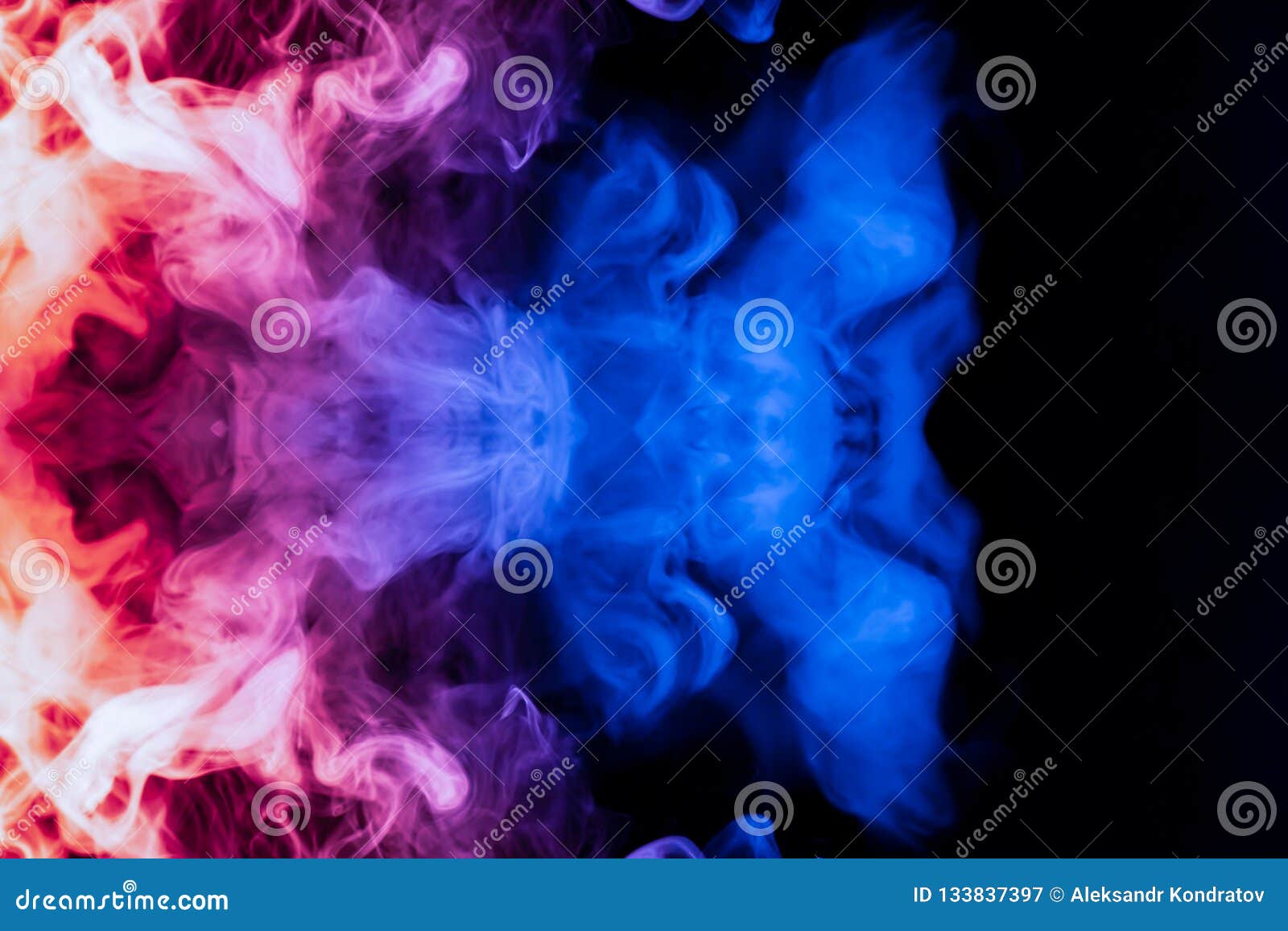 A Dynamic Explosion of Puffs of Smoke of Light Blue Pink and Red Stock ...