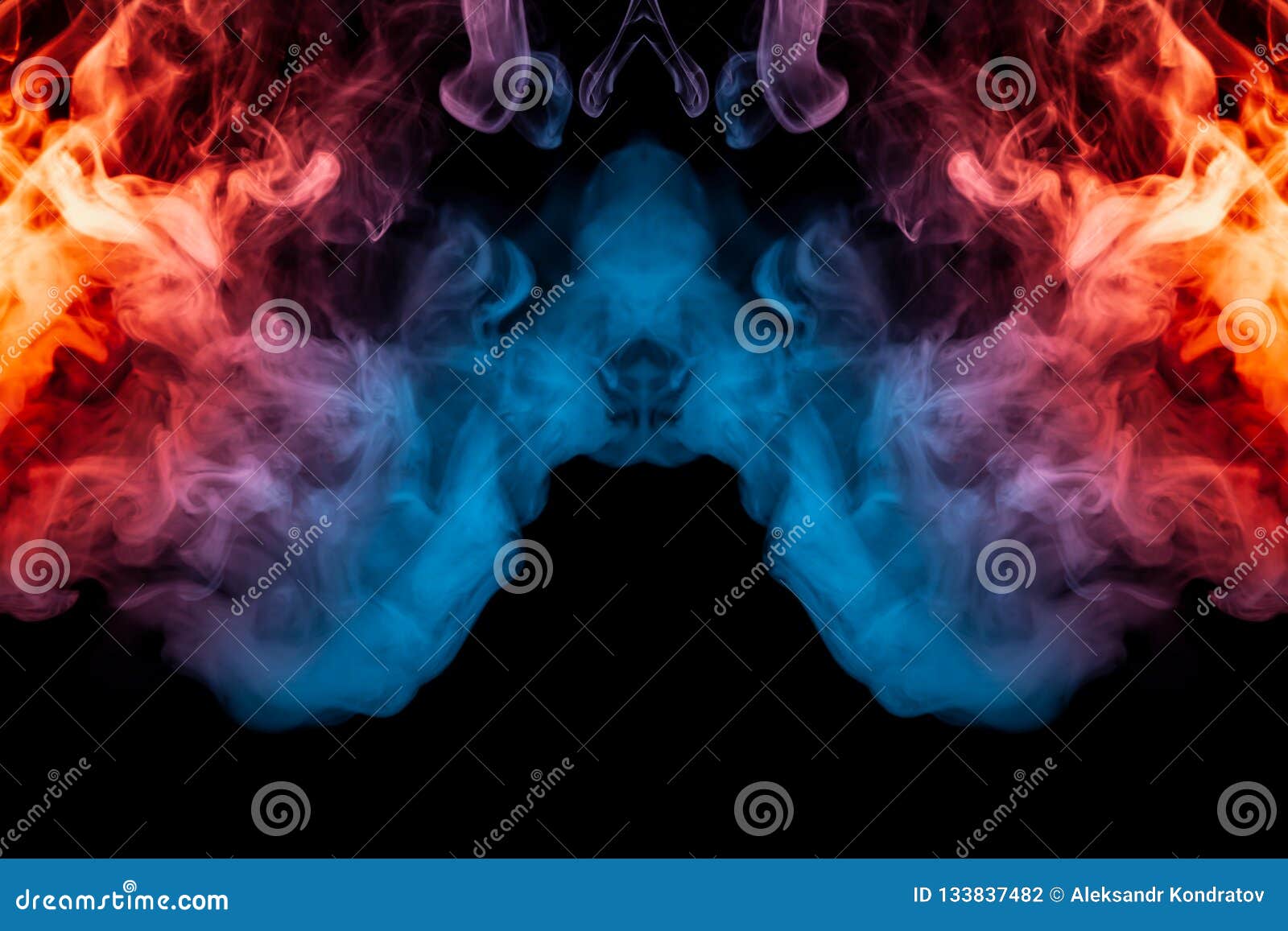 A Dynamic Explosion of Puffs of Smoke of Light Blue Pink and Red Stock ...