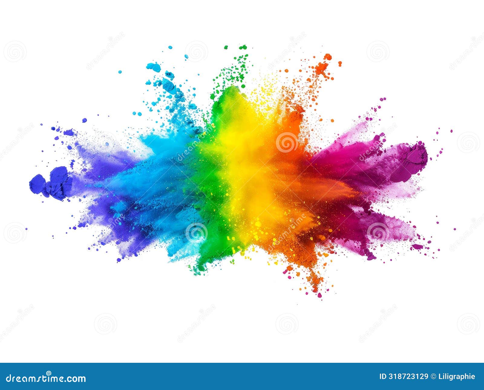 Dynamic Explosion of Rainbow-colored Dust Creating Vibrant Artistic ...