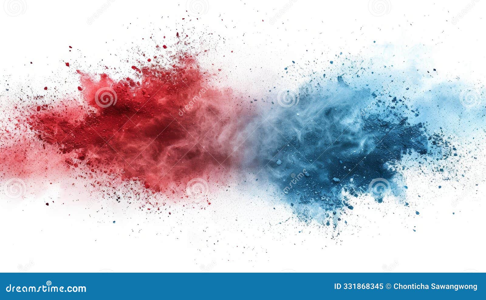 Dynamic Explosion of Red and Blue Powder Creating a Vibrant and ...
