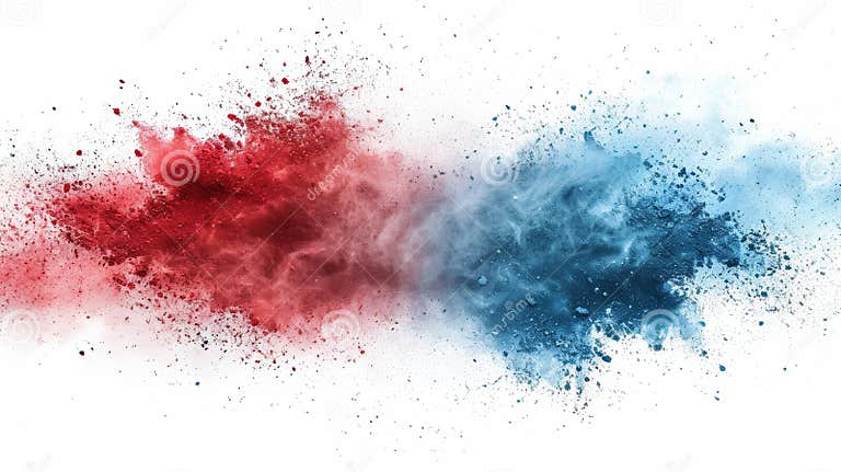 Dynamic Explosion of Red and Blue Powder Creating a Vibrant and ...