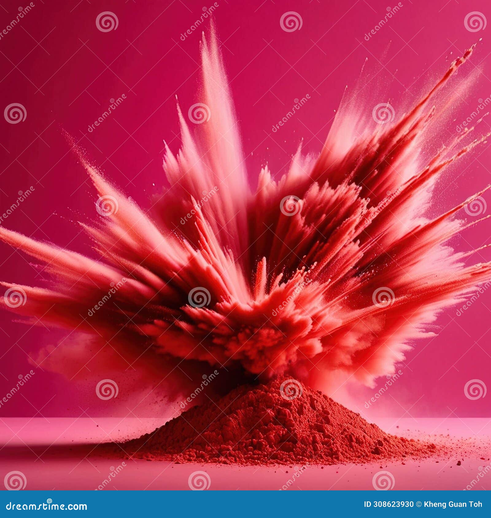 Dynamic Explosion of Red Powder, Bright Color Splash Abstract ...