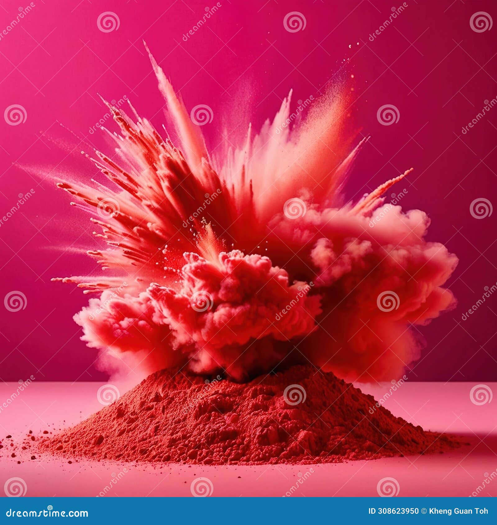Dynamic Explosion of Red Powder, Bright Color Splash Abstract ...