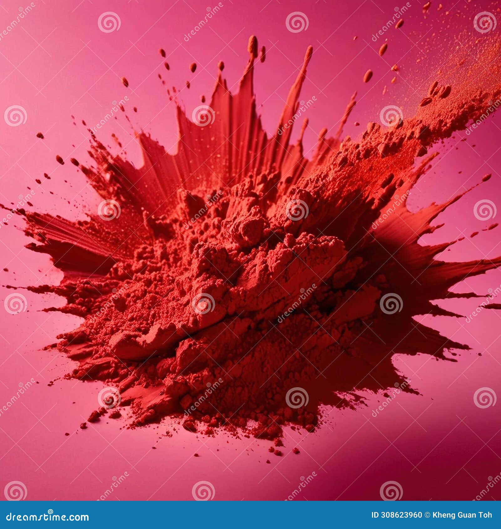 Dynamic Explosion of Red Powder, Bright Color Splash Abstract ...