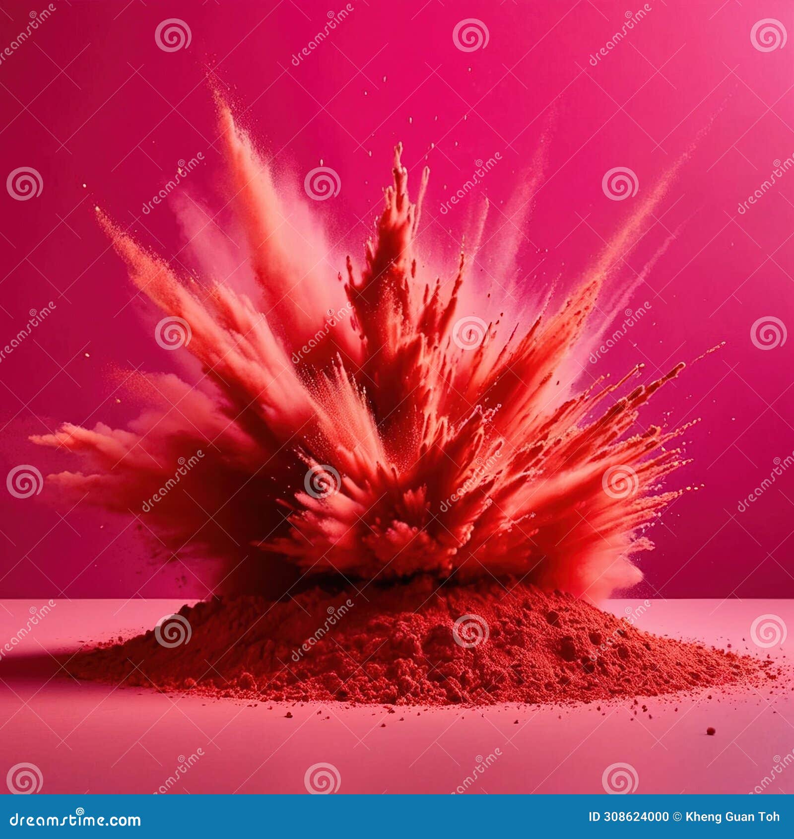 Dynamic Explosion of Red Powder, Bright Color Splash Abstract ...