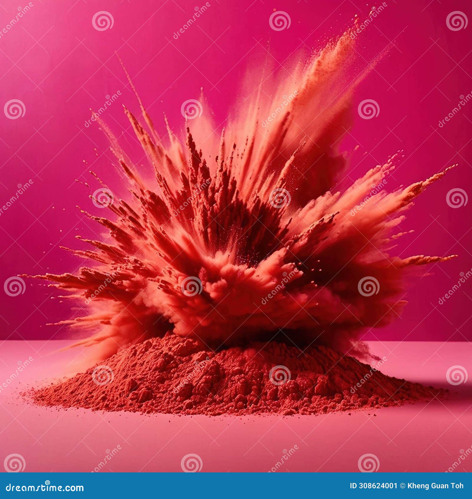 Dynamic Explosion of Red Powder, Bright Color Splash Abstract ...